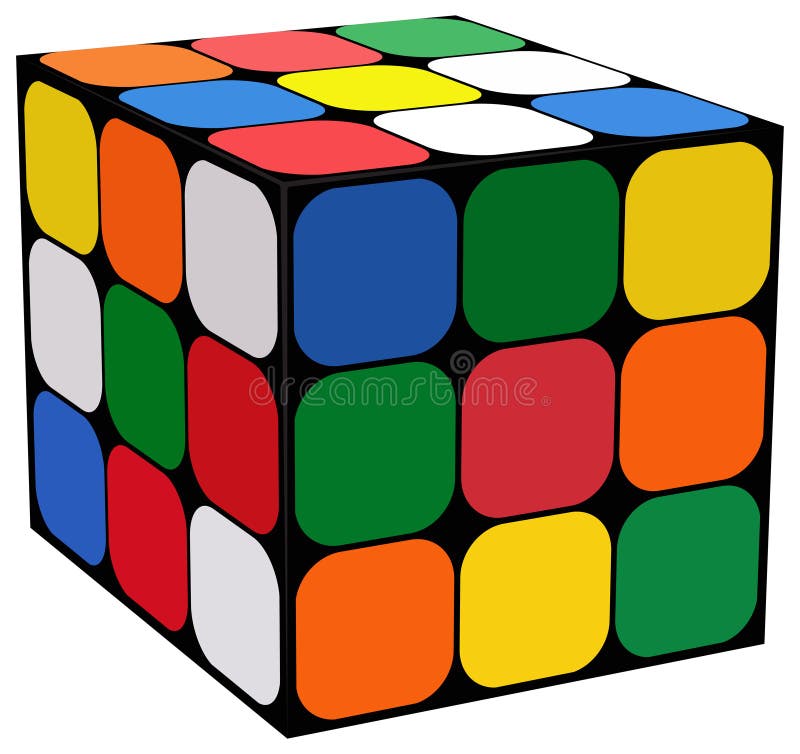 Línea Icono, Muestra, Ejemplo Del Vector Del Cubo De Rubik En El Fondo ...