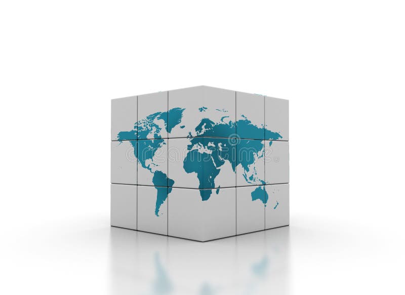 Cubo do mapa de mundo ilustração stock. Ilustração de compra - 19784034