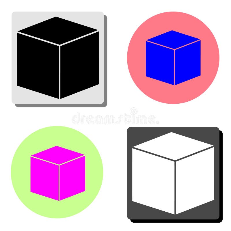 Cubo Icono Plano Del Vector Stock de ilustración - Ilustración de ...