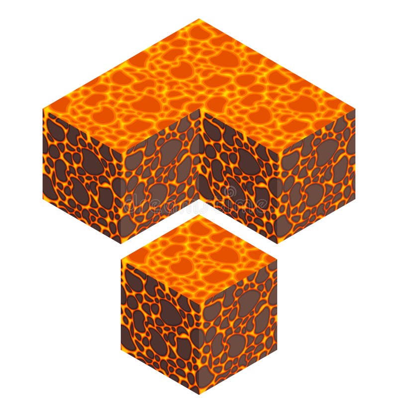Cubo isométrico da lava ilustração do vetor. Ilustração de tijolo ...