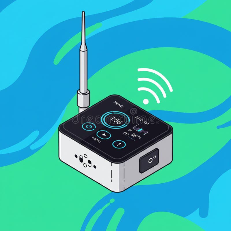 Cuboid Electronic Device with a Touchscreen Interface, Displaying ...