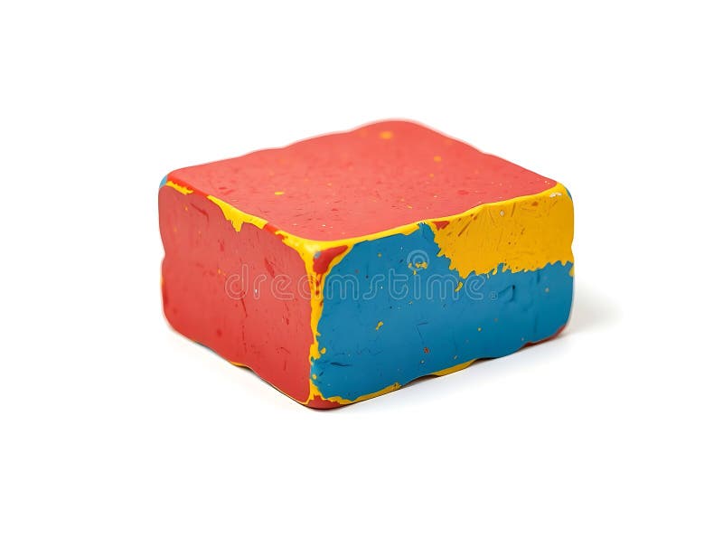Cuboid Modeling Clay: Vibrant Red, Blue, and Yellow Abstract Stock ...