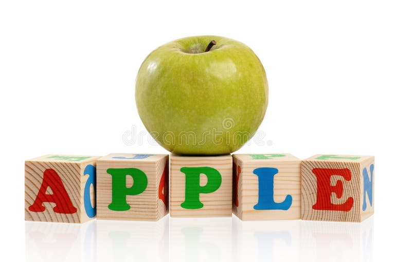Cubos com maçã imagem de stock. Imagem de conceito, creativo - 43798055