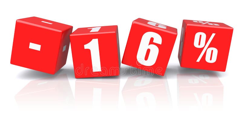 Cubos Do Disconto De 16% Em Um Branco Ilustração Stock - Ilustração de ...