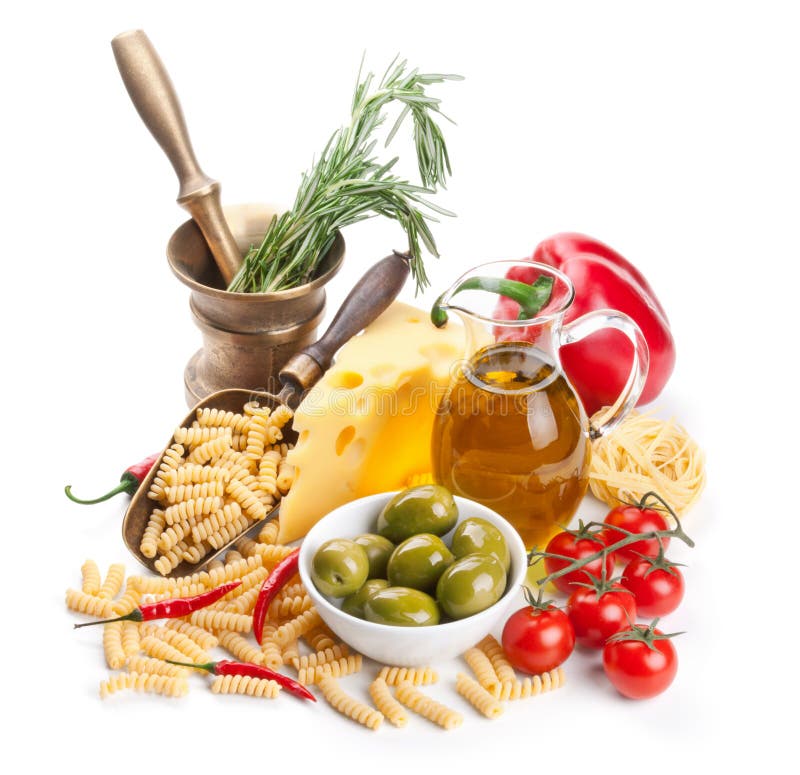 Cucina Italiana. Ingredienti Della Pasta Immagine Stock - Immagine di ...