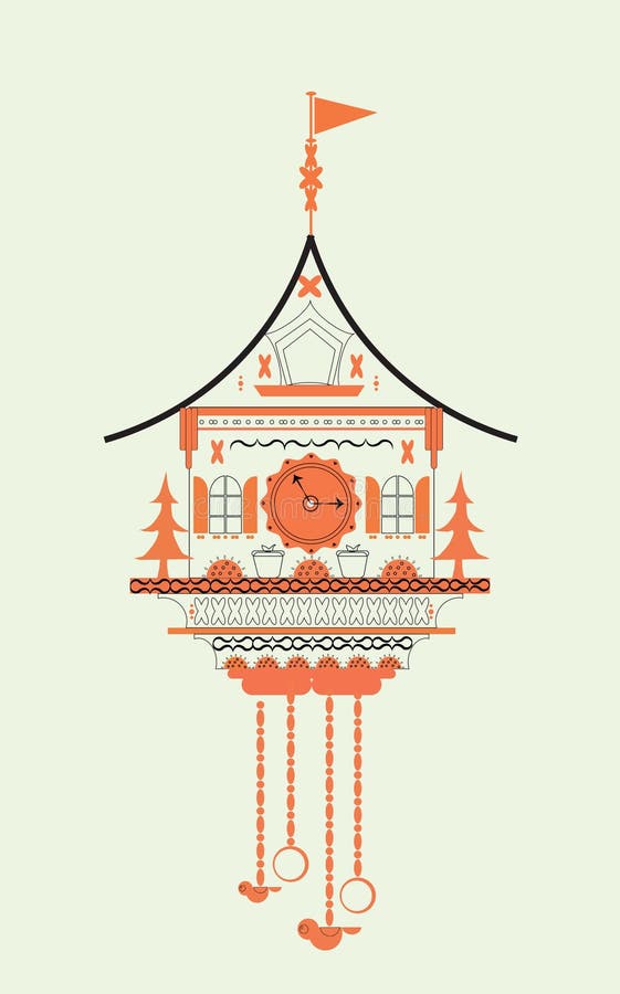 Ornate Cuckoo Clock Silhouette Stock Vector - Illustration of swing ...