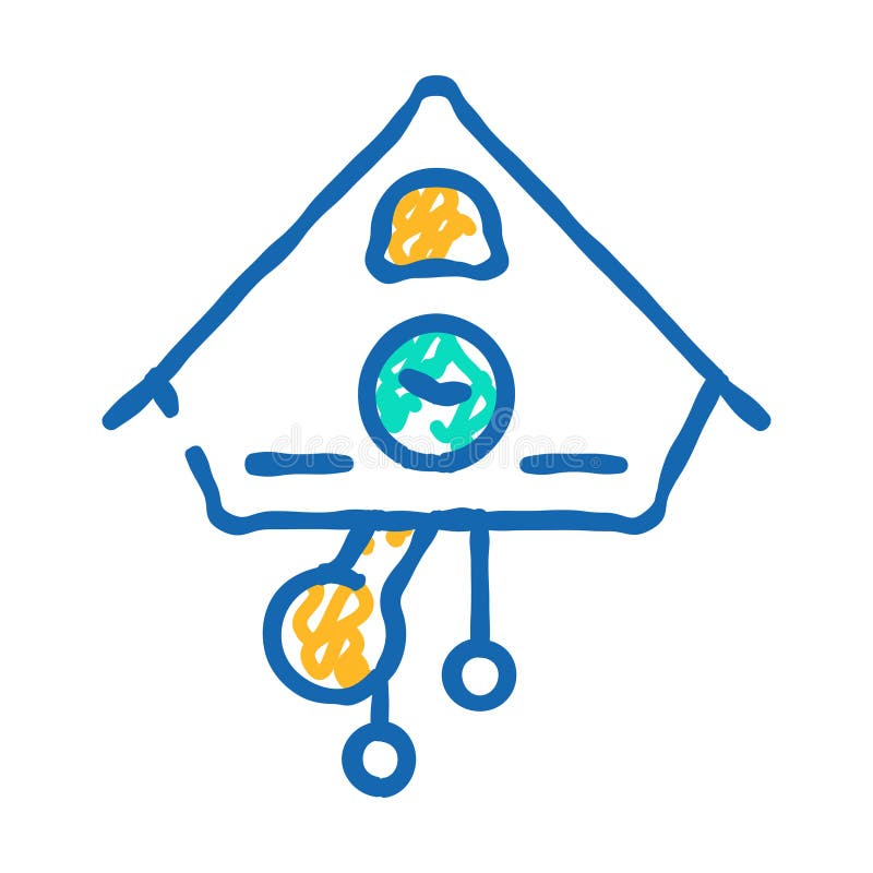 Cuckoo Clock Icon Doodle Illustration Stock Vector - Illustration of ...