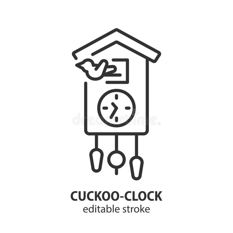 Cuckoo Clock Line Icon. Wall Clock Vector Illustration Stock Vector ...