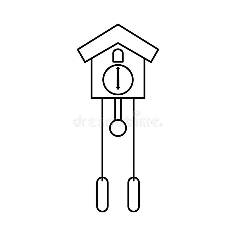 Cuckoo Clock Coloring Outline Stock Illustrations – 21 Cuckoo Clock ...