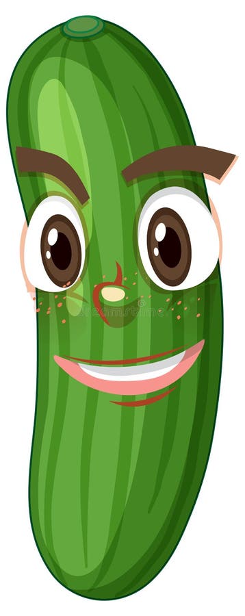 Cucumber Cartoon Character with Facial Expression Stock Vector ...