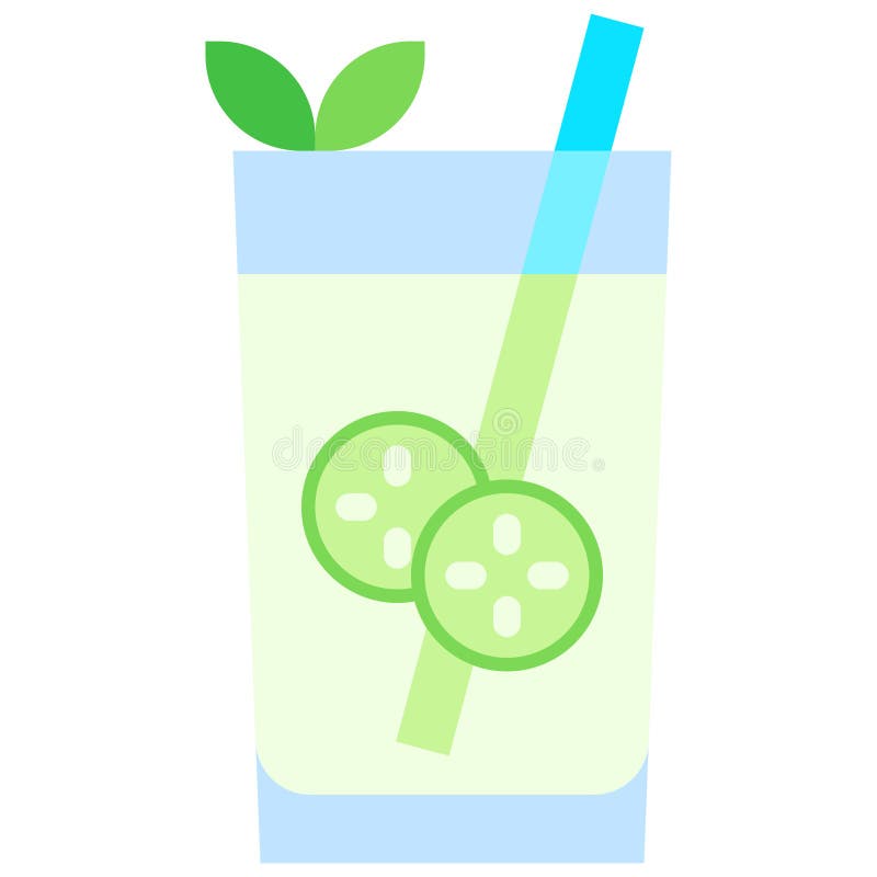 Cucumber Cooler Cocktail Icon, Alcoholic Mixed Drink Vector Stock ...