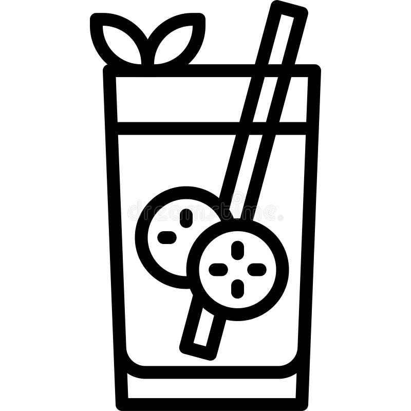 Cucumber Cooler Cocktail Icon, Alcoholic Mixed Drink Vector Stock ...