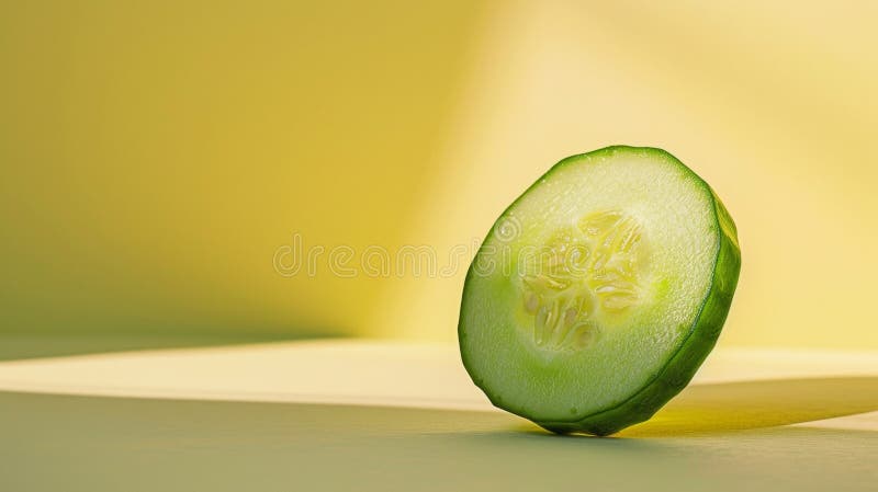A Cucumber Cut in Half on a Table with Light Behind it, AI Stock Image ...