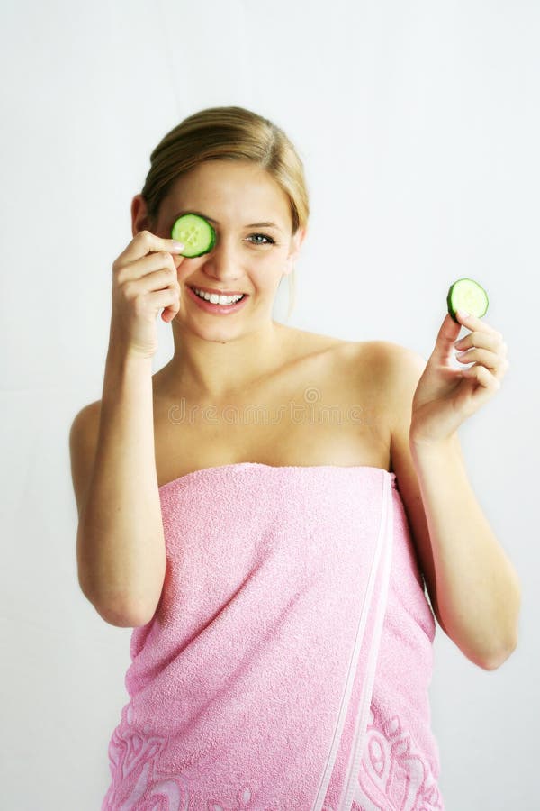 Cucumber face mask stock photo. Image of harmony, happy - 2519026