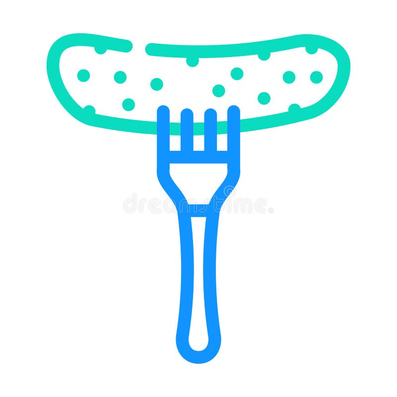 Cucumber on Fork Color Icon Vector Illustration Stock Vector ...