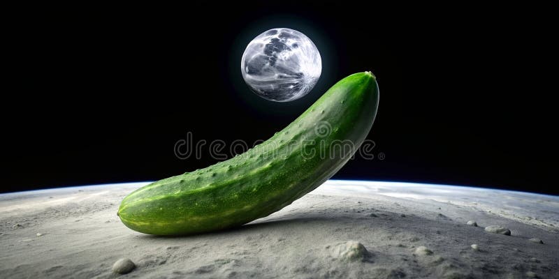 Cucumber in Front of the Moon 3D Rendered Illustration AI Generated ...