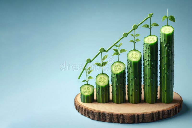 Cucumber Growth Chart. Space for Text. Stock Image - Image of gardening ...