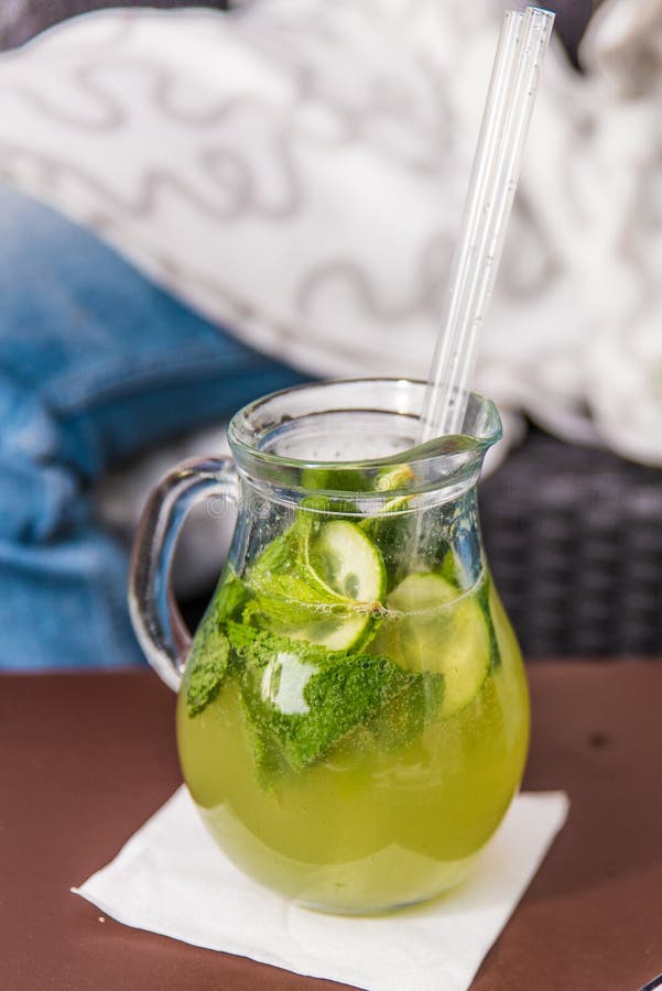 Cucumber Lemonade in the Plastic Cup Stock Image - Image of beverage ...