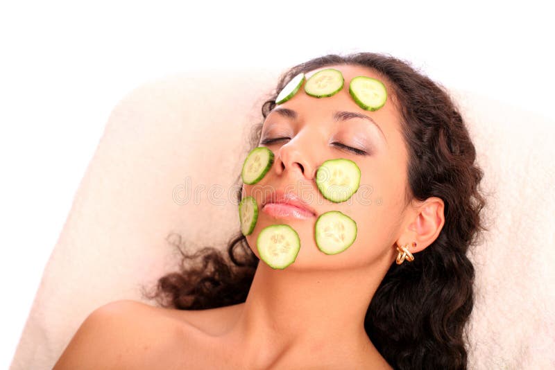 Spa cucumber mud mask stock image. Image of girl, masque - 1647681