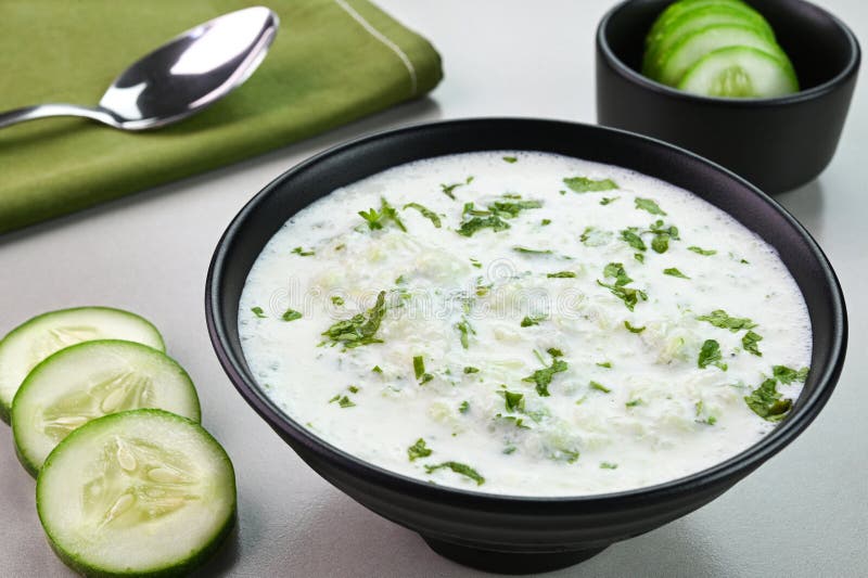 Cucumber raita dish stock image. Image of sauce, closeup - 341594599