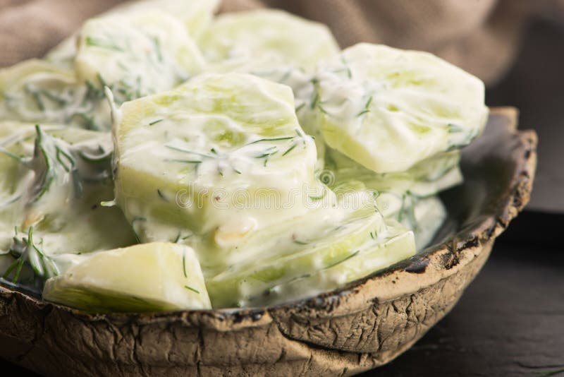 Cucumber Salad with Sour Cream and Dill Stock Photo - Image of food ... Cucumber Salad with Sour Cream and Dill Stock Photo - Image of food ...