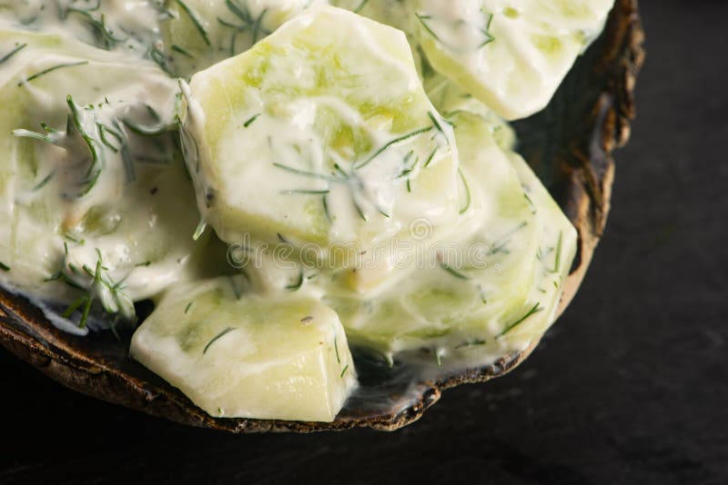 Cucumber Salad with Sour Cream and Dill Stock Photo - Image of gourmet ... Cucumber Salad with Sour Cream and Dill Stock Photo - Image of gourmet ...