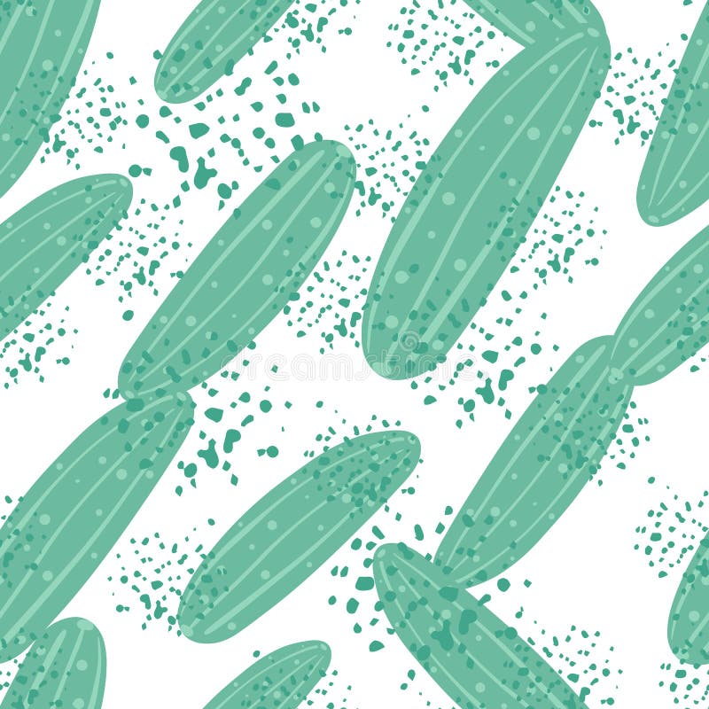 Cucumber Seamless Pattern on Grunge Background. Doodle Cucumbers ...