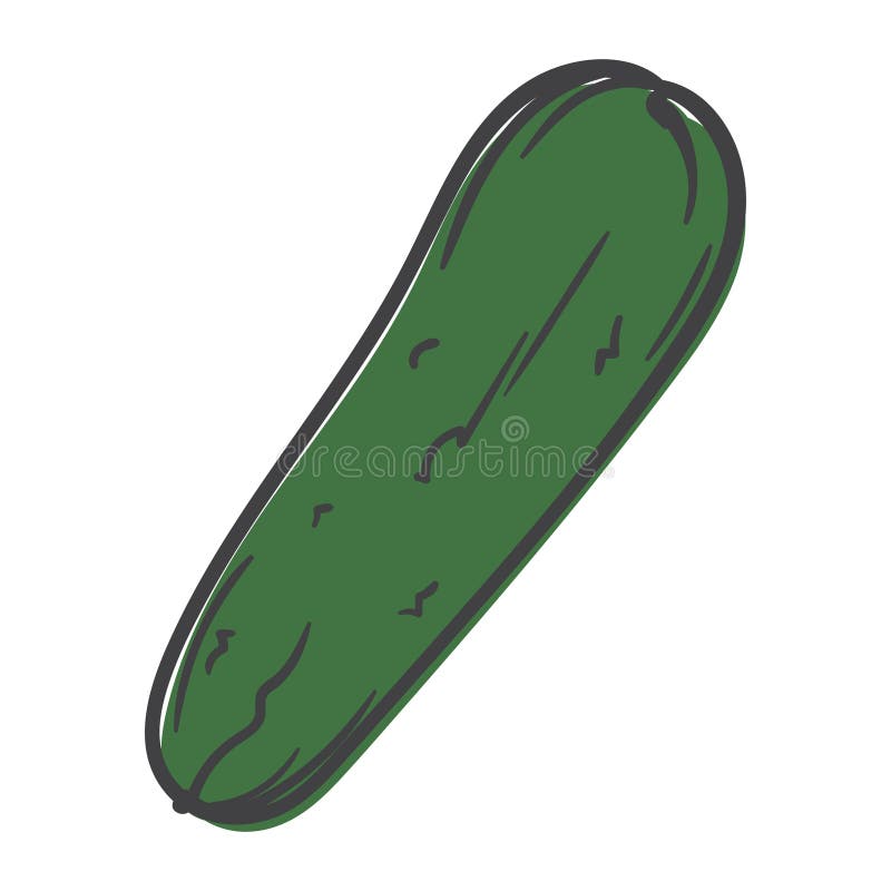 Cucumber. a Simple Hand-drawn Icon with an Offset Outline Stock Vector ...