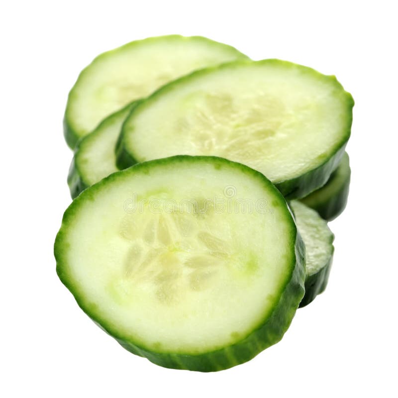 Cucumber Slices Isolated on White Background Stock Image - Image of ...