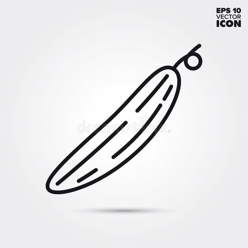 Cucumber Vegetable Vector Line Icon Stock Vector - Illustration of ...