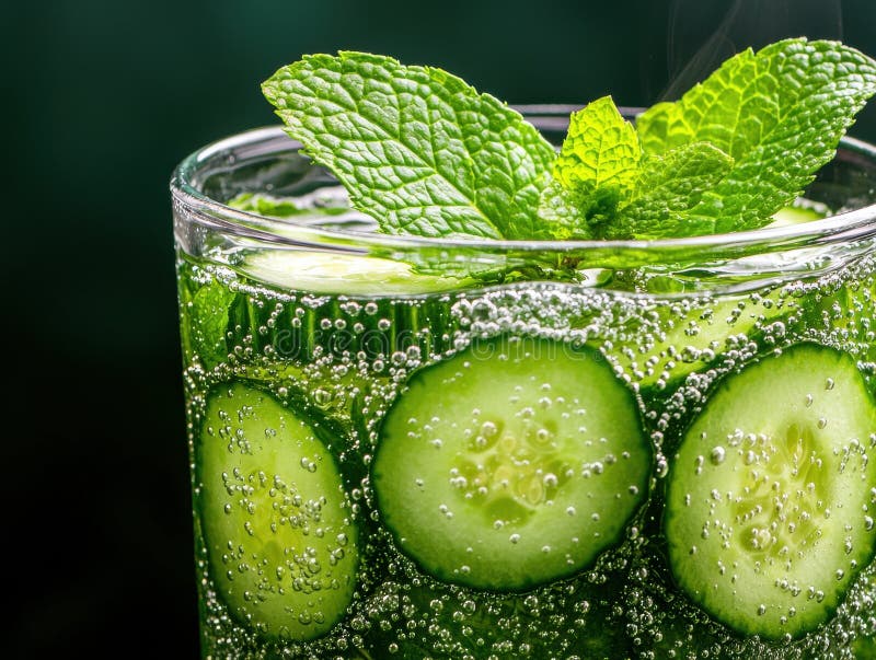 Cucumber water with leaves stock illustration. Illustration of liqueur ...