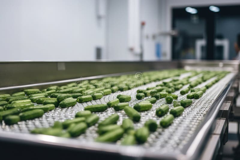 Cucumbers in a Food Processing Facility, Clean and Fresh, Ready for ...