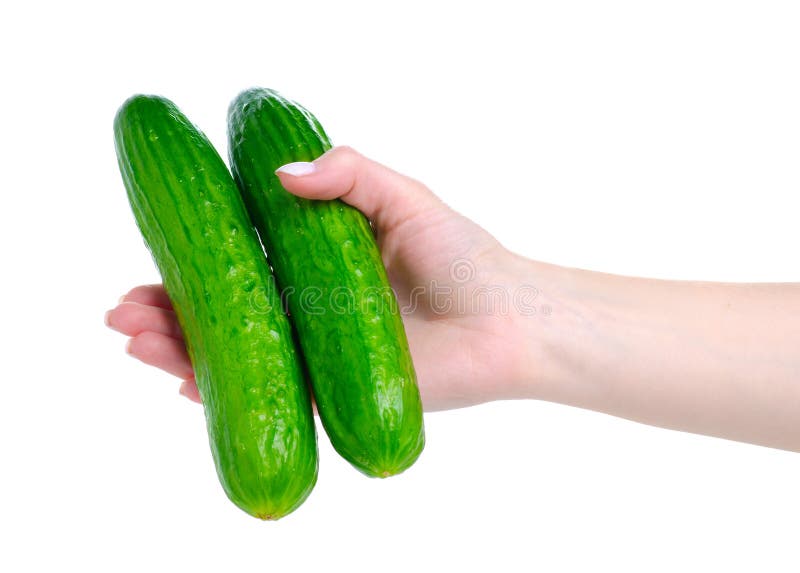 Cucumbers Fresh Vegetable in Hand Stock Image - Image of eating, front ...