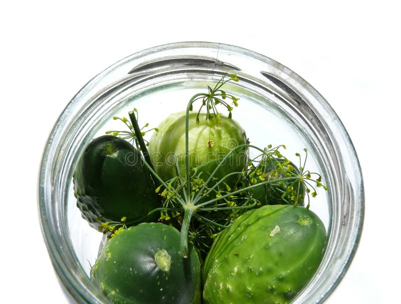 Cucumbers in Jar with Herbs Stock Photo - Image of preserve ...