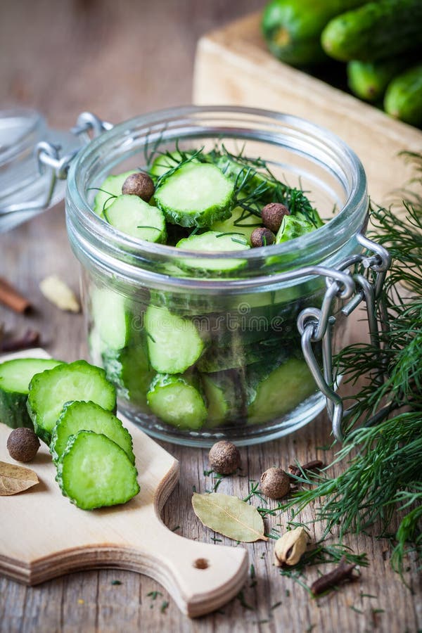 Cucumbers Ready for Pickling. Homemade Canning. Stock Photo - Image of ...