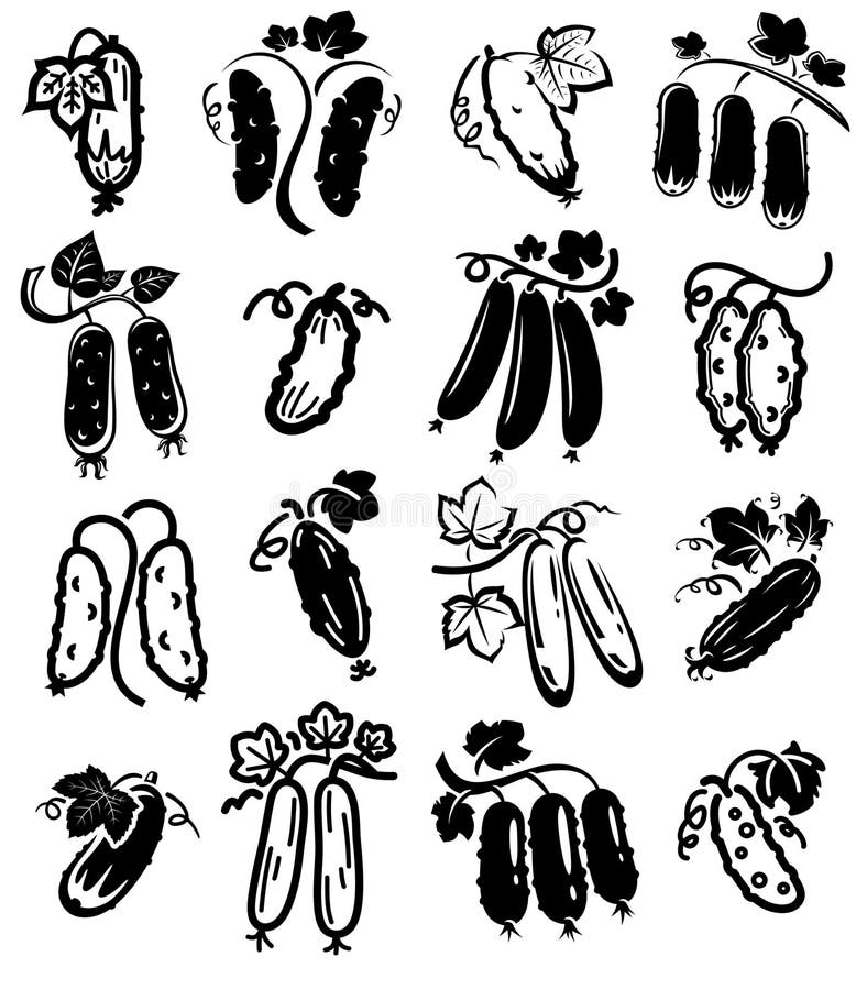 Cucumbers Set. Collection Icon Cucumbers Stock Vector - Illustration of ...