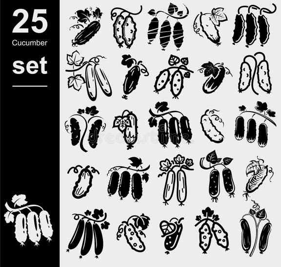 Cucumbers Set. Collection Icon Cucumbers Stock Illustration ...