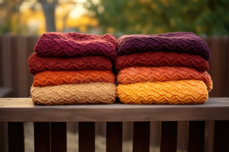 Cuddle-worthy Crochet Blankets in Gradient Fall Colors Stock Photo ...