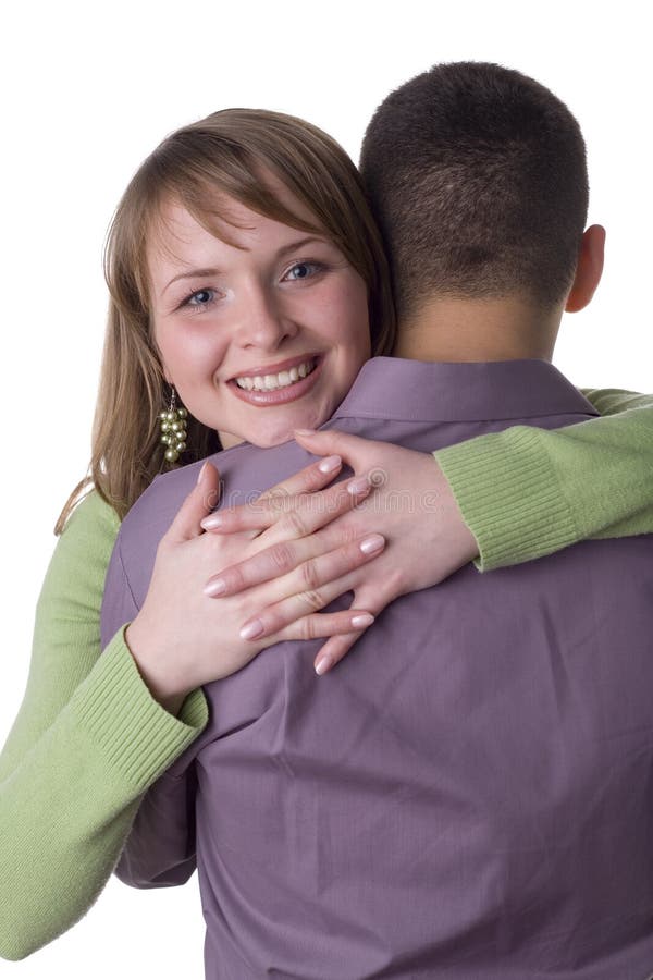 Cuddling Couple - Closeup of Woman S Face. Stock Image - Image of ...
