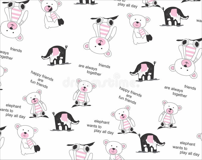 Cuddly Bear Animals Print Design Stock Vector - Illustration of bear ...