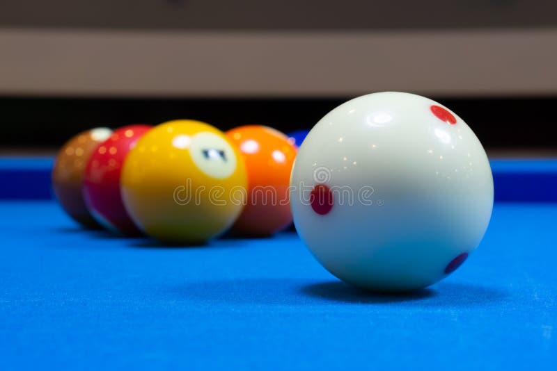 Billiard Cue Ball and Solid Balls Stock Image - Image of blue ...