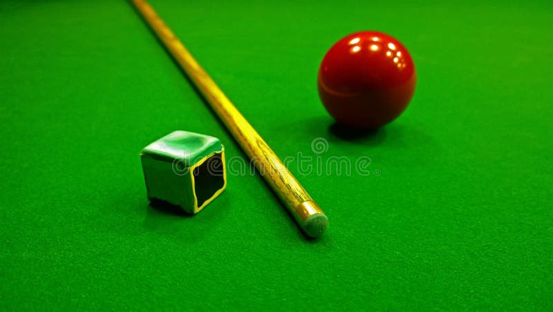 Cue, Chalk and Snooker Ball Stock Photo - Image of light, pocket: 81364892