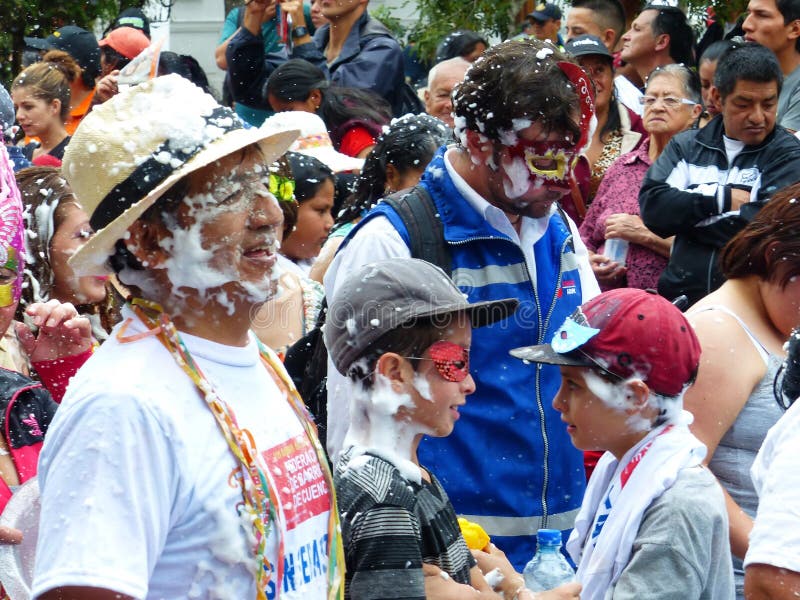 Cuenca, Ecuador. Foam is Spraying during Carnival Editorial Image ...