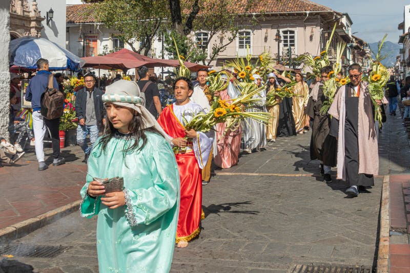 Procession during the Catholic Celebration of Palm Sunday in Cuenca ...