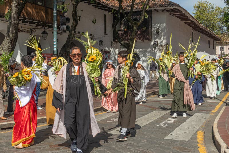Procession Catholic Celebration Palm Sunday Cuenca Ecuador Stock Photos ...