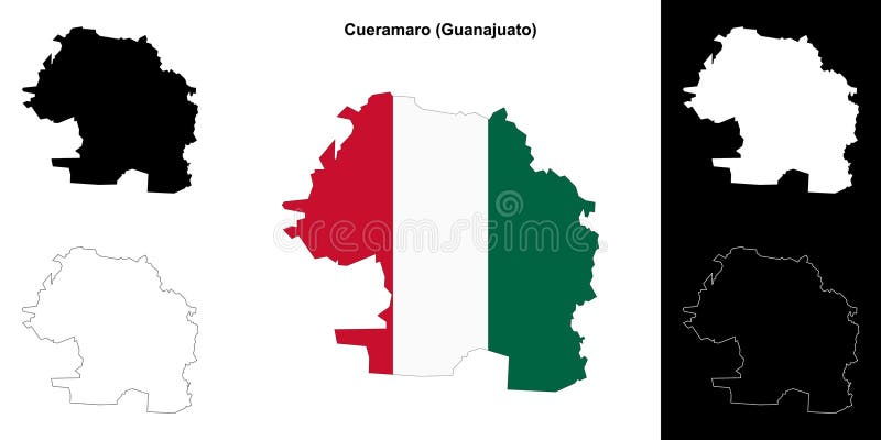 Cueramaro outline map stock vector. Illustration of area - 375813690