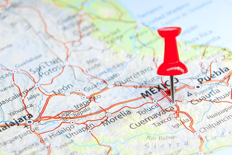 Cuernavaca, Mexico Pin on Map Stock Photo - Image of freedom, journey ...