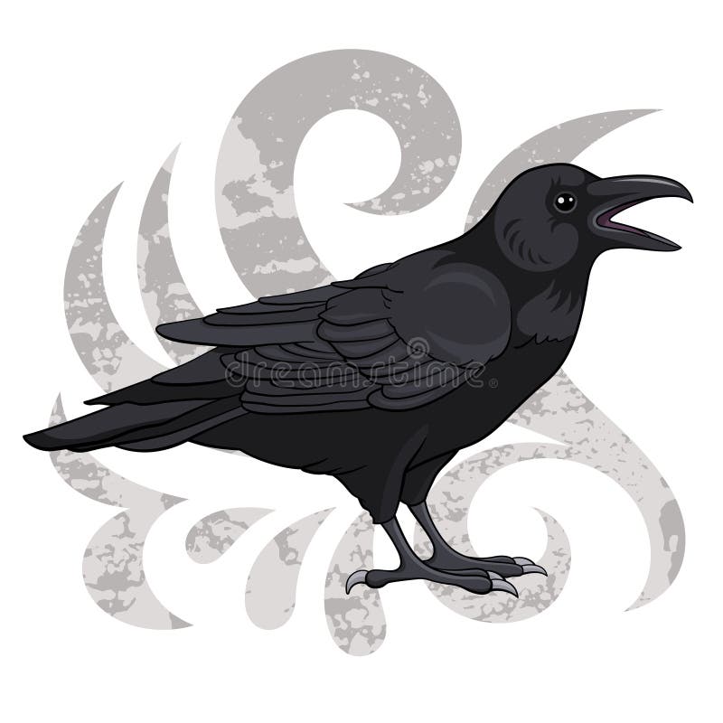 Arte Del Cuervo Del Vector En Blanco Ilustración del Vector ...