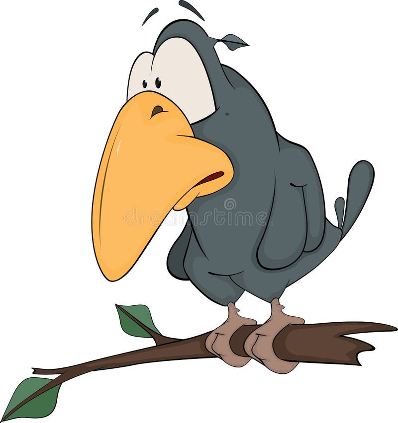 Caricatura De Cuervo Cuervos, Cuervo De Dibujos Animados, Monocromo,