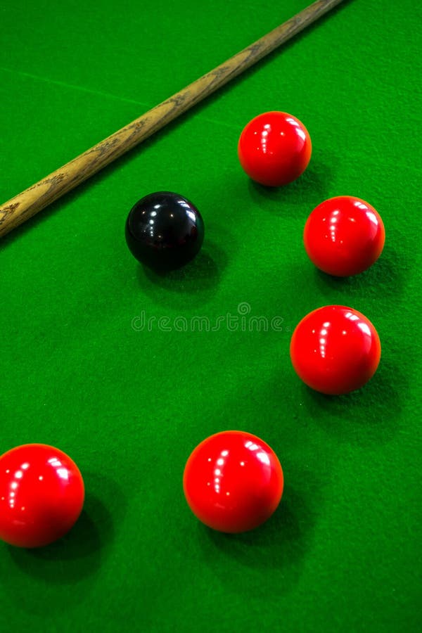 The Cues for a Snooker Game are on the Green Felt Stock Photo - Image ...